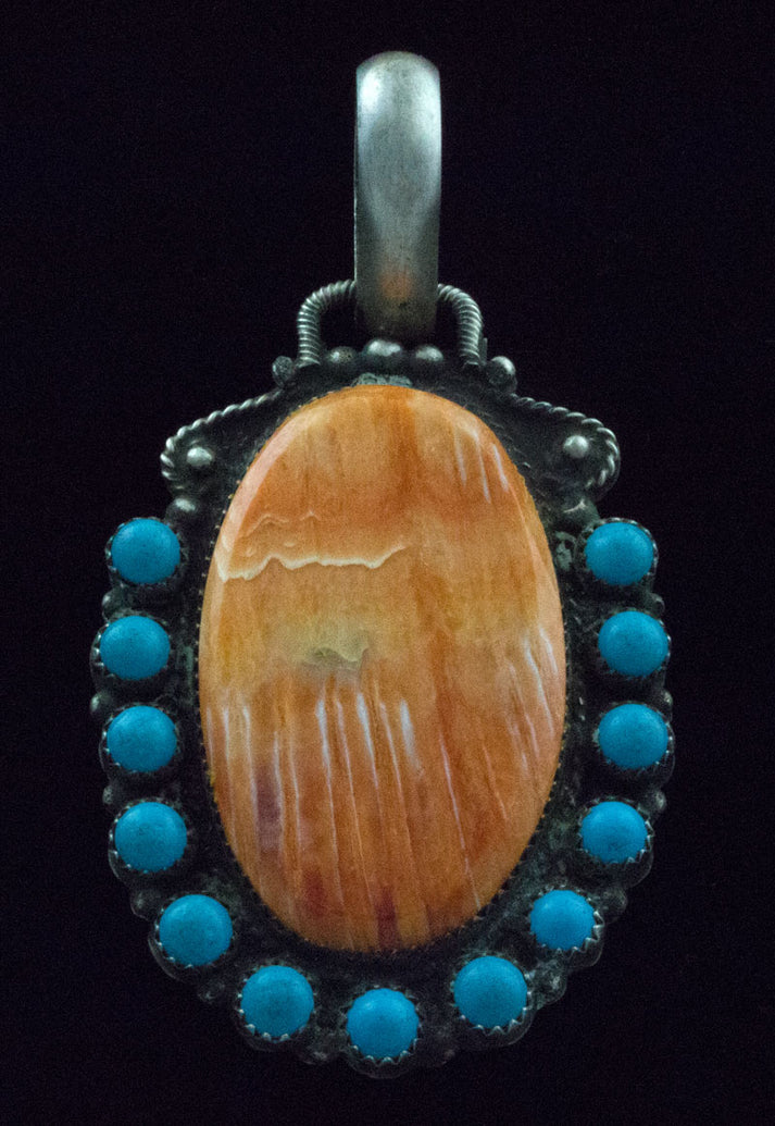 Orange Spiny Oyster Pendant With Sleeping Beauty Turquoise Surround ...