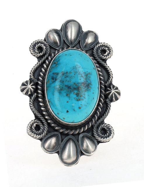 Natural Morenci Turquoise Statement Ring - $575 - R#1826 - SilverTQ