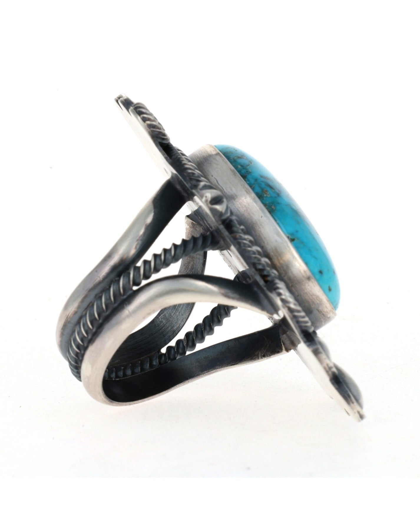 Natural Morenci Turquoise Statement Ring - $575 - R#1826 - SilverTQ